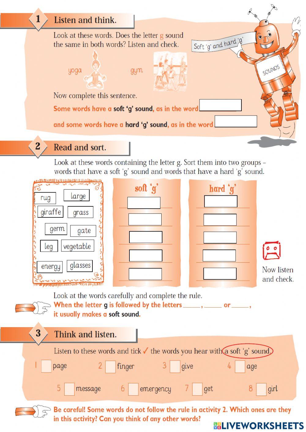 g sounds online exercise for | Live Worksheets