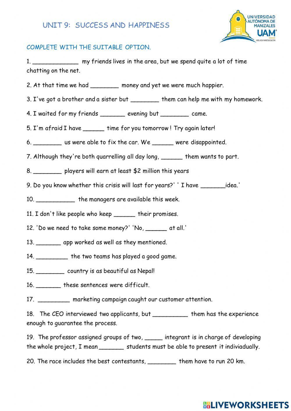 All and none | Free Interactive Worksheets | 889280