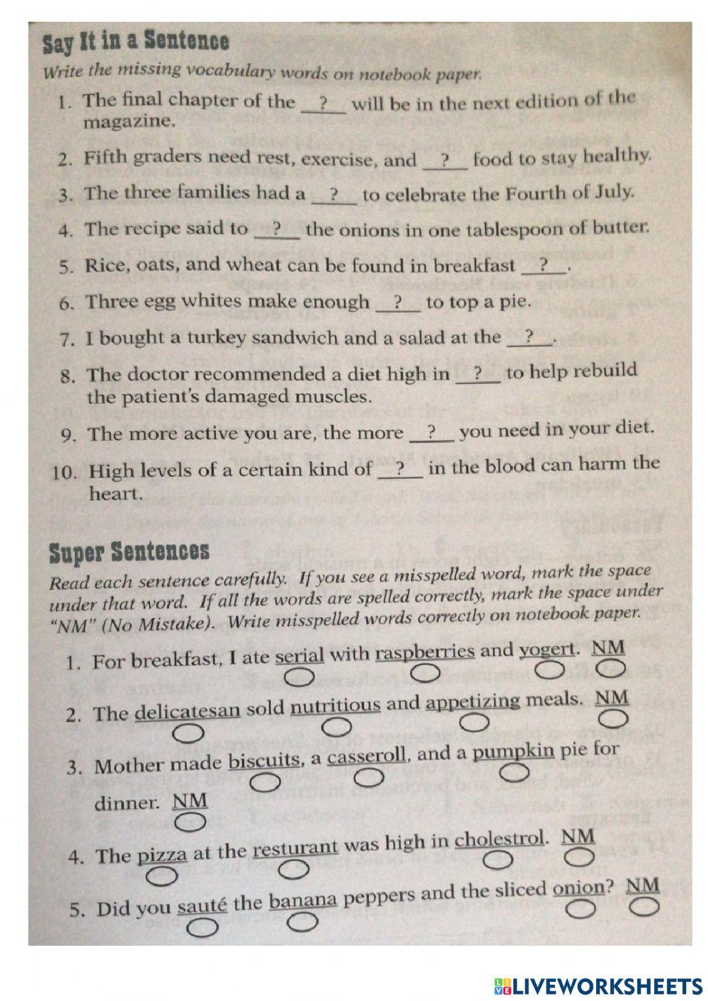 889261 | Say it in a Sentence List 6- Food | Mónica