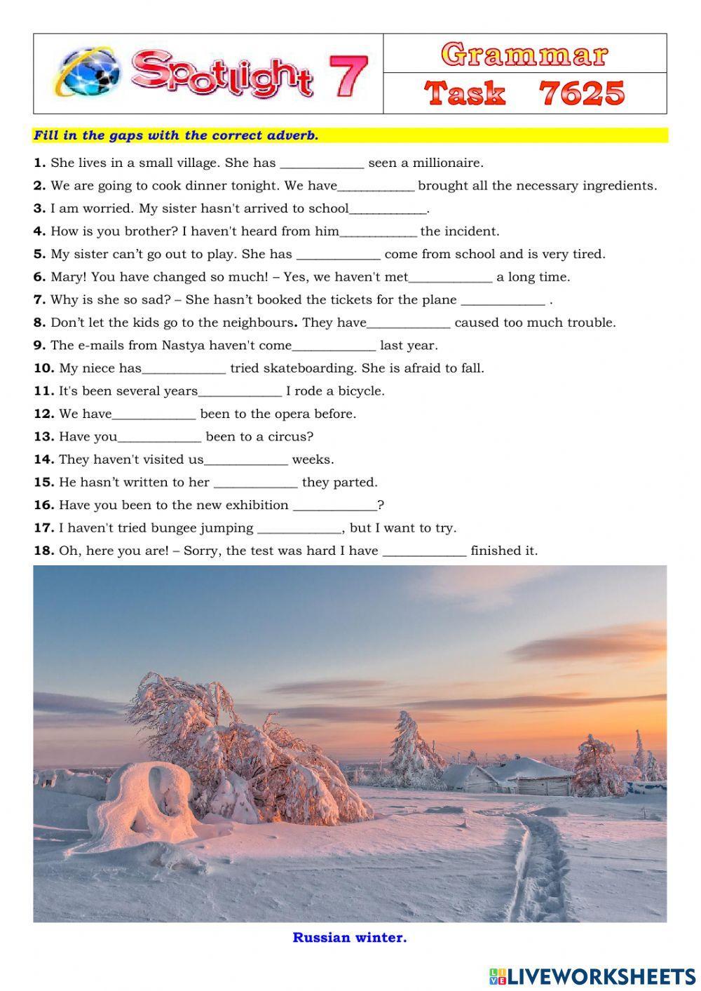Spotlight 7 Task 7625 worksheet | Live Worksheets