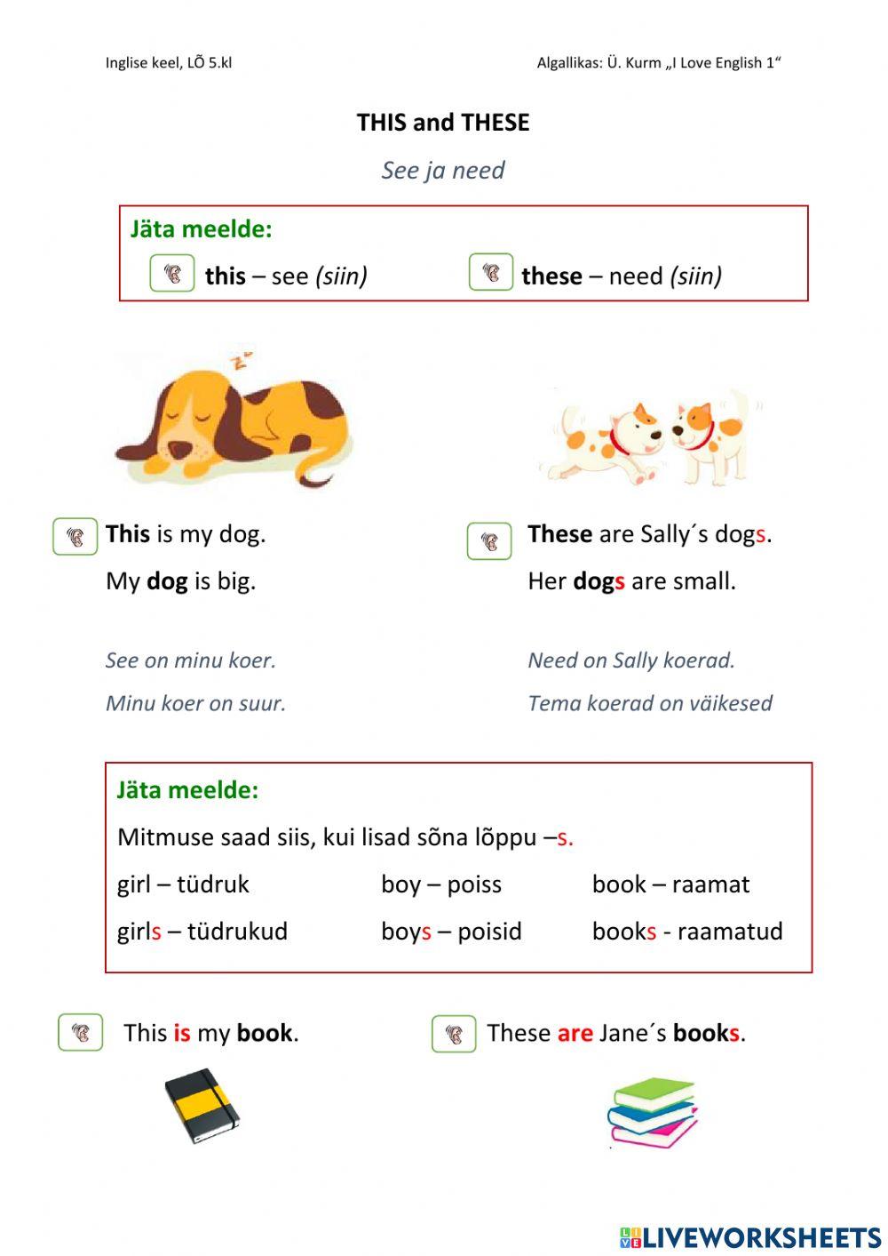 This and These online activity | Live Worksheets