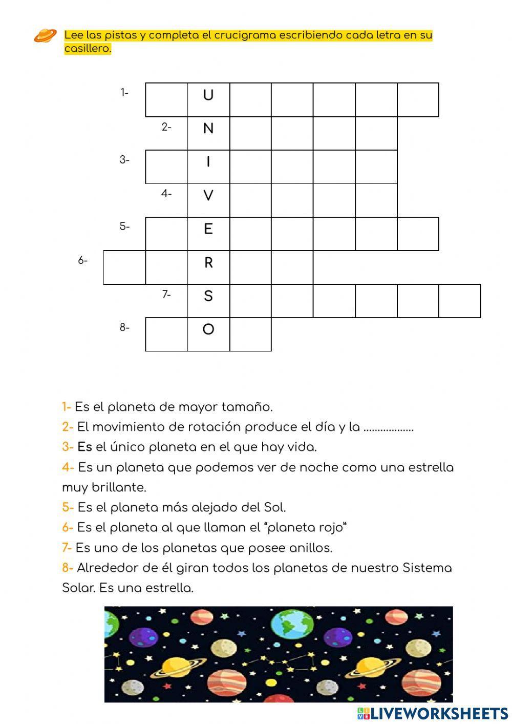 Crucigrama Del Sistema Solar Para Imprimir Gratis Crucigrama Del Sistema Solar Para Imprimir Gratis