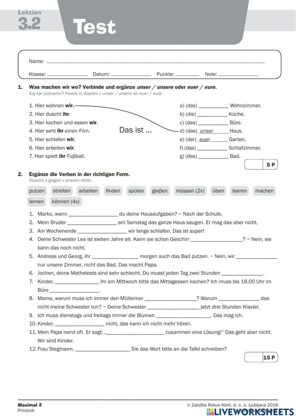 Maximal 2, Test… | Free Interactive Worksheets | 6523559
