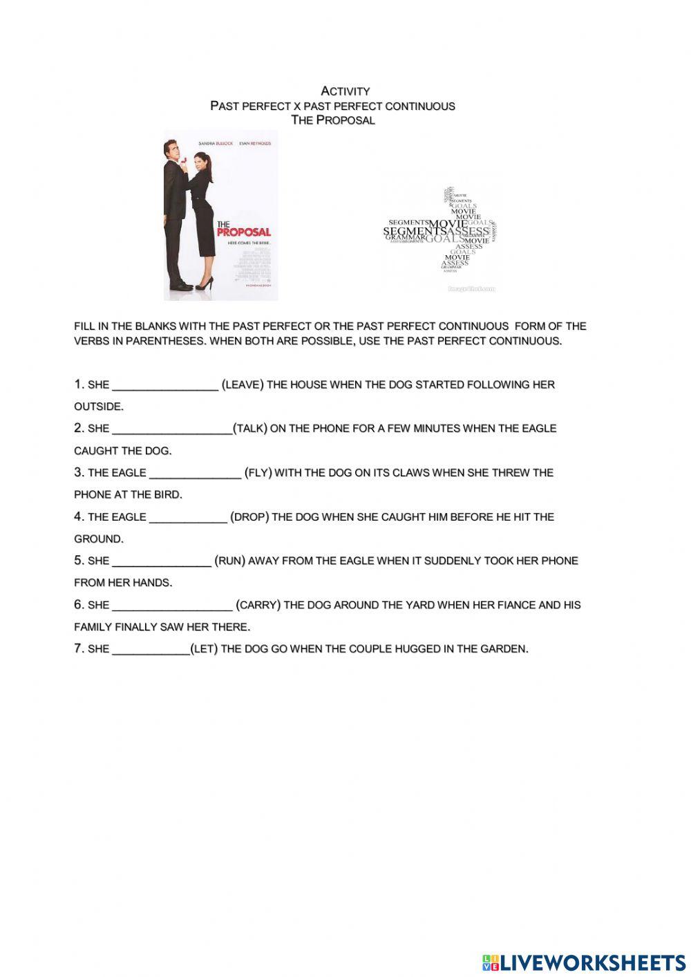 The proposal - PP - PP Continuous worksheet | Live Worksheets