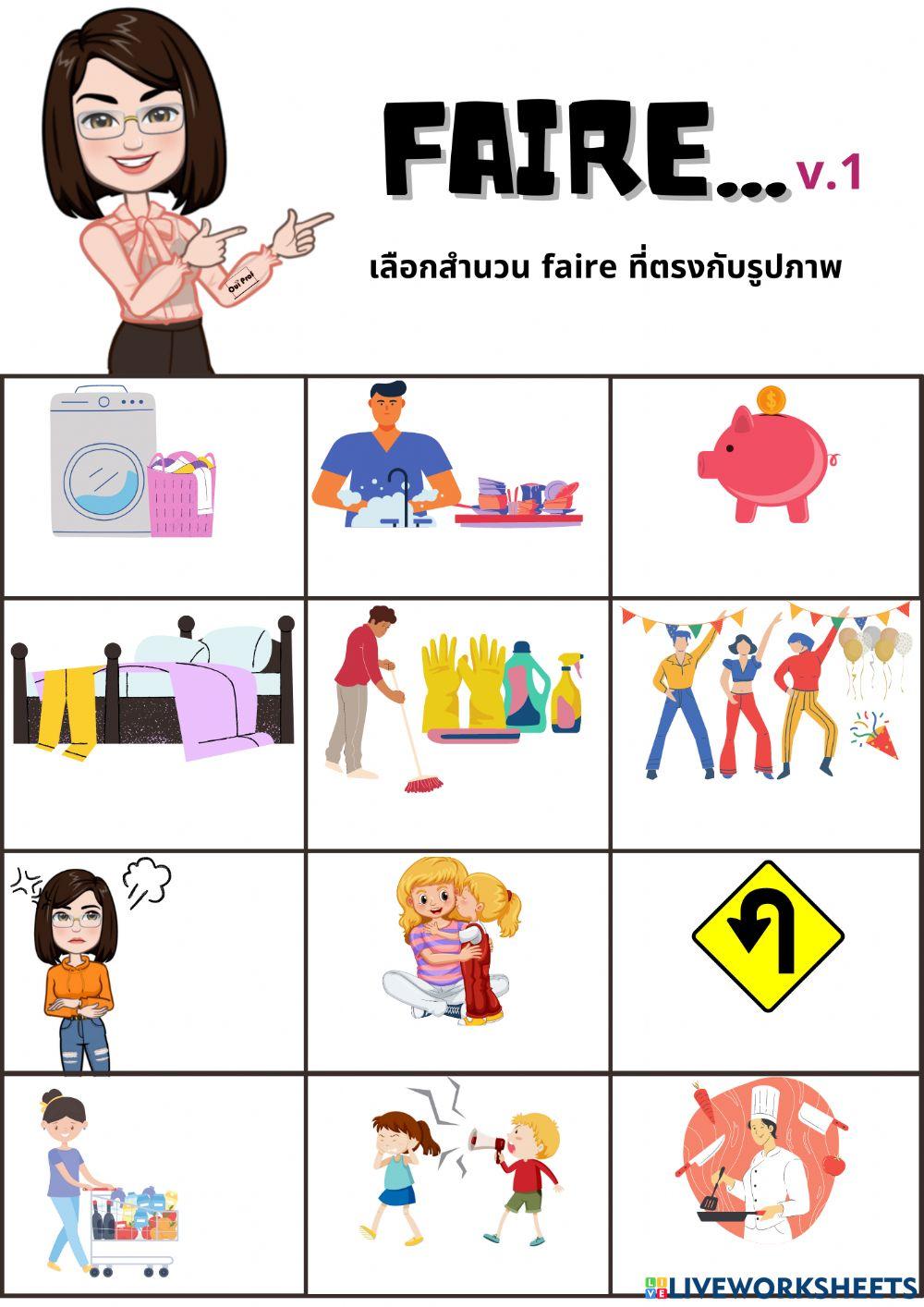 890244 | Les expressions avec le verbe faire | Wanidol