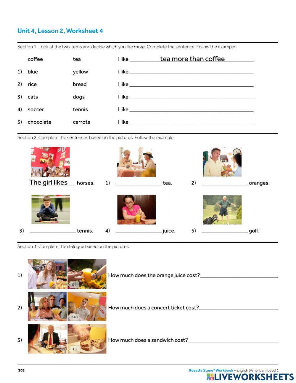 Unit 2 Lesson 4 Worksheets 1-5 interactive worksheet | Live Worksheets