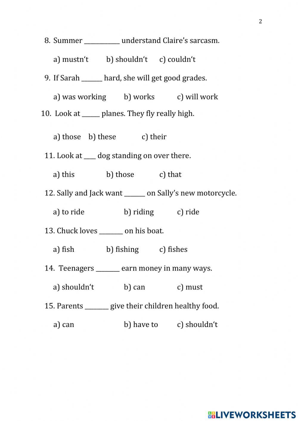 Teen Talent Book 4 Unit 7 Assessment online exercise for | Live Worksheets