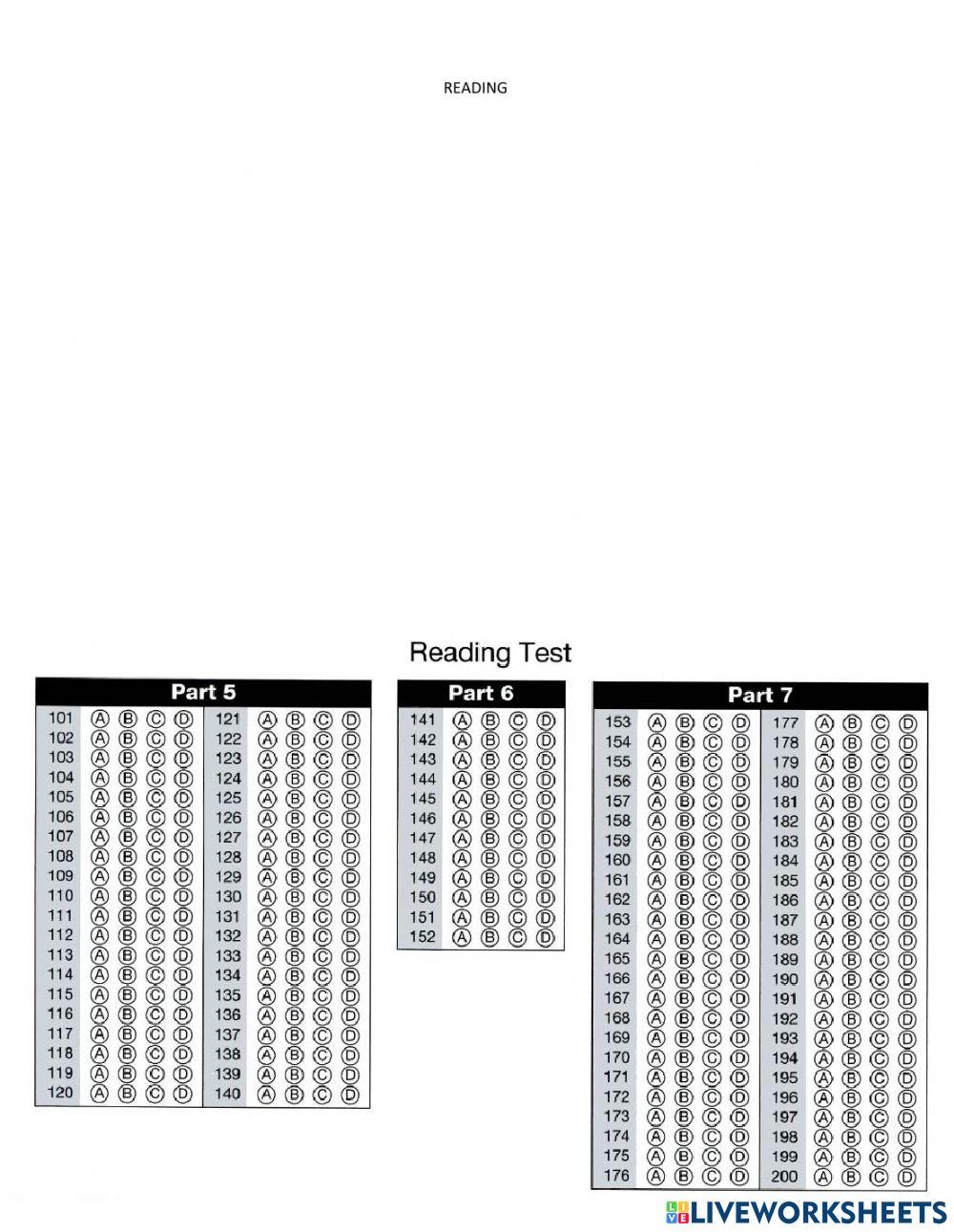 TOEIC Full exam worksheet | Live Worksheets