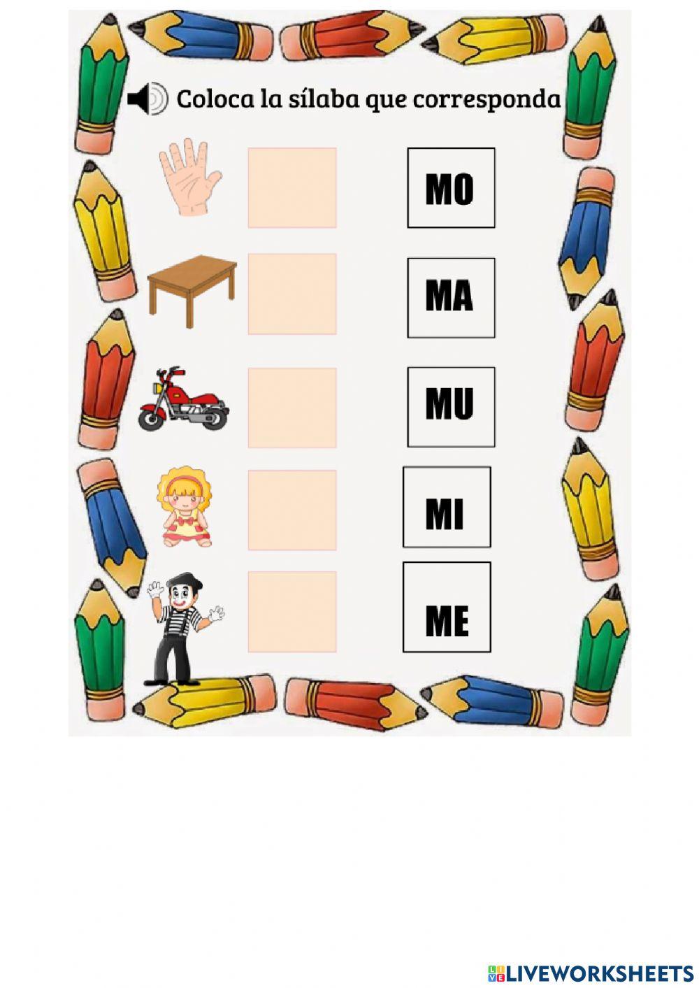 Silaba activity for Inicial | Live Worksheets