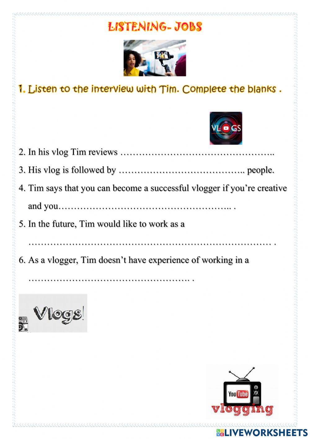 891244 | Vlog | Justyna | LiveWorksheets