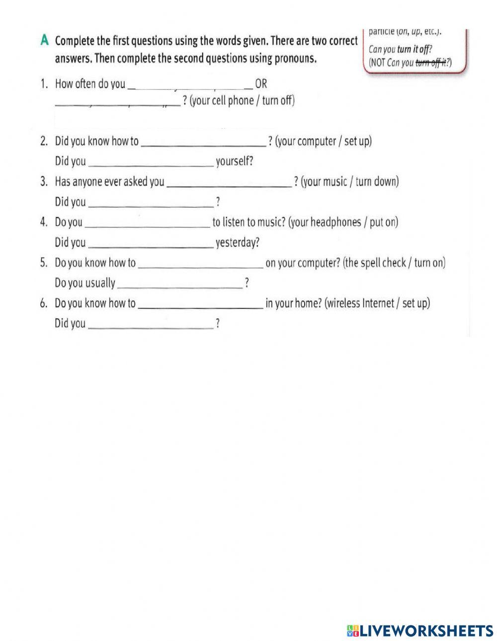 Separable phrasal verbs practice online exercise for | Live Worksheets