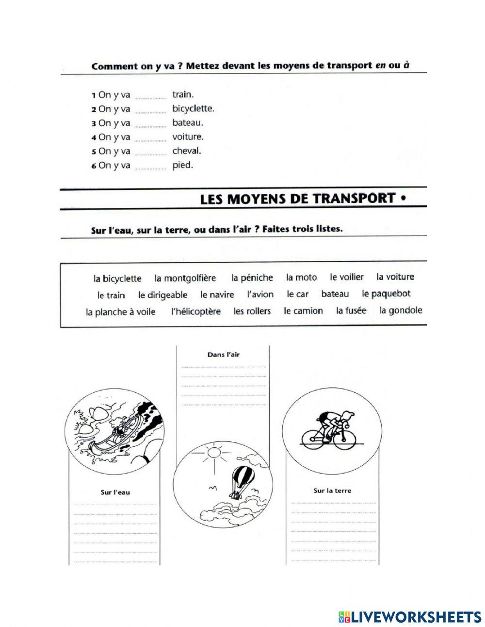 Transport-voyage worksheet | Live Worksheets
