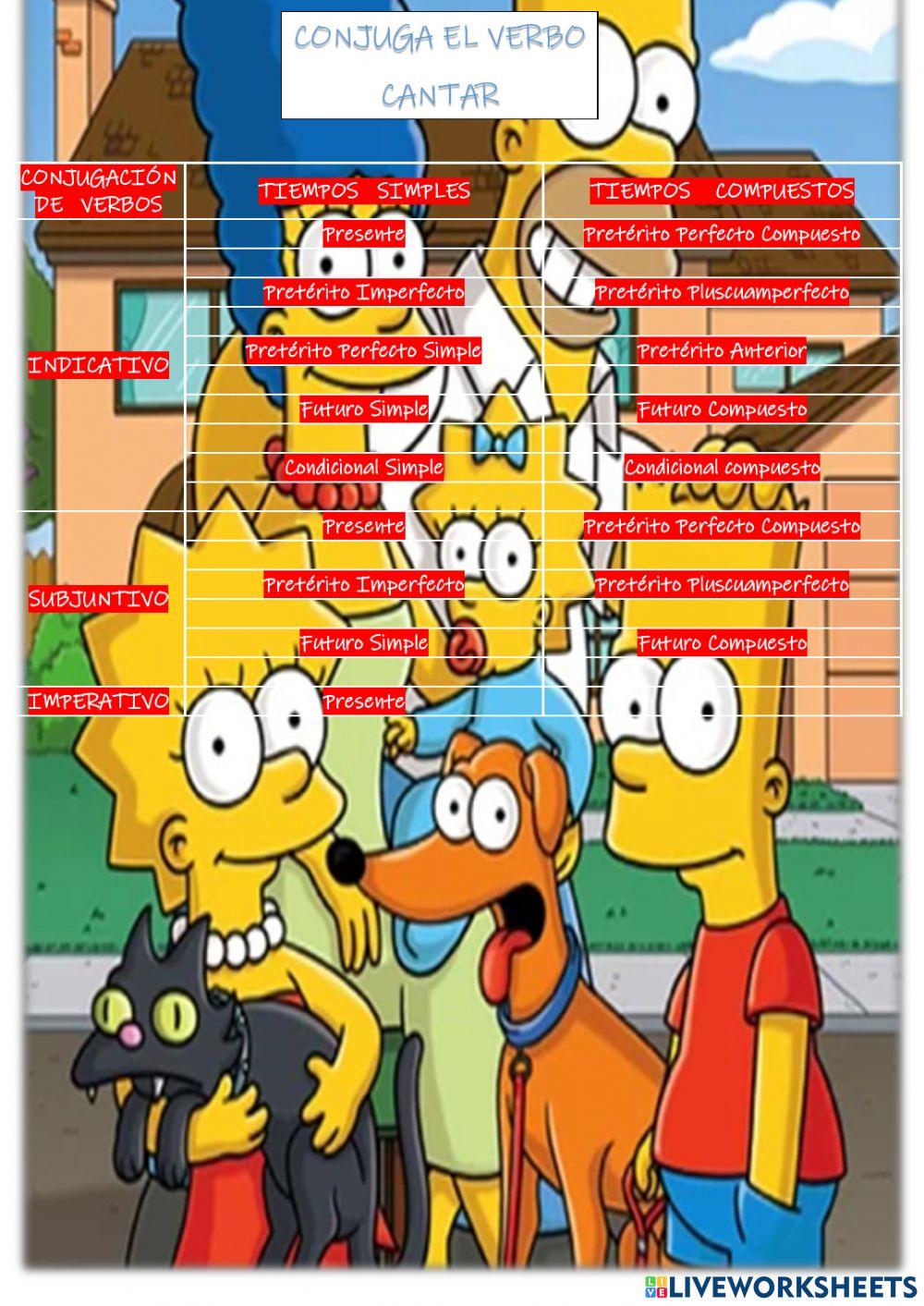 Conjuga el verbo cantar worksheet | Live Worksheets