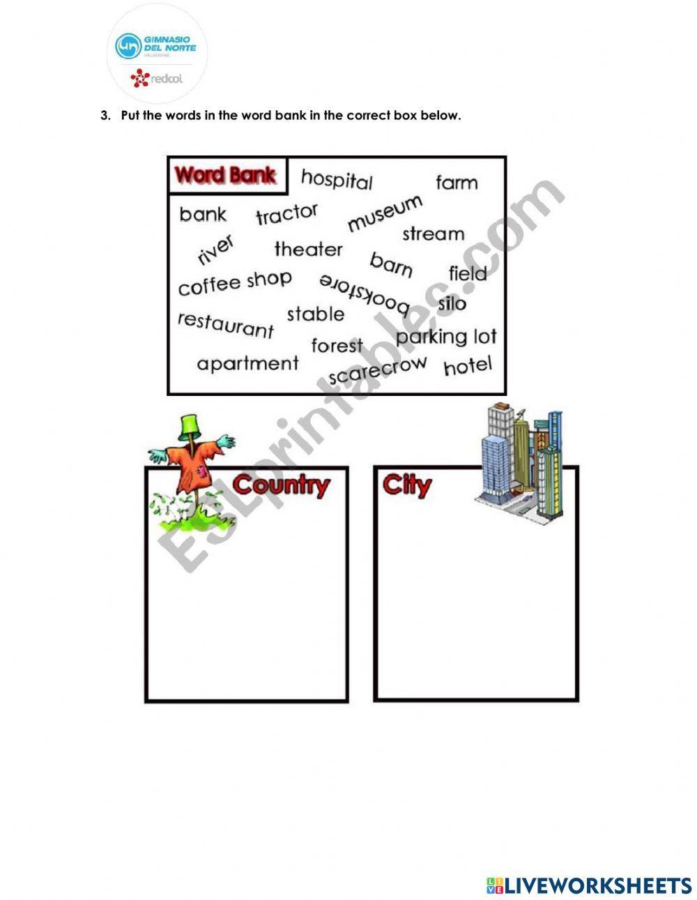 Urban and rural… | Free Interactive Worksheets | 891945