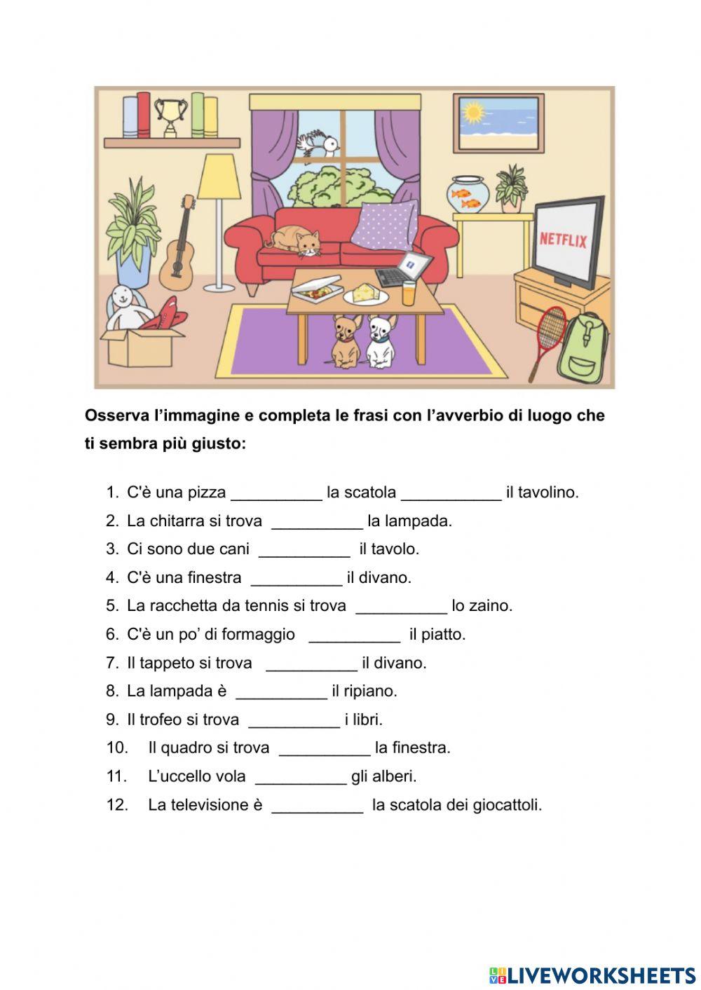 6524744 | Avverbi di luogo | Mel.k | LiveWorksheets