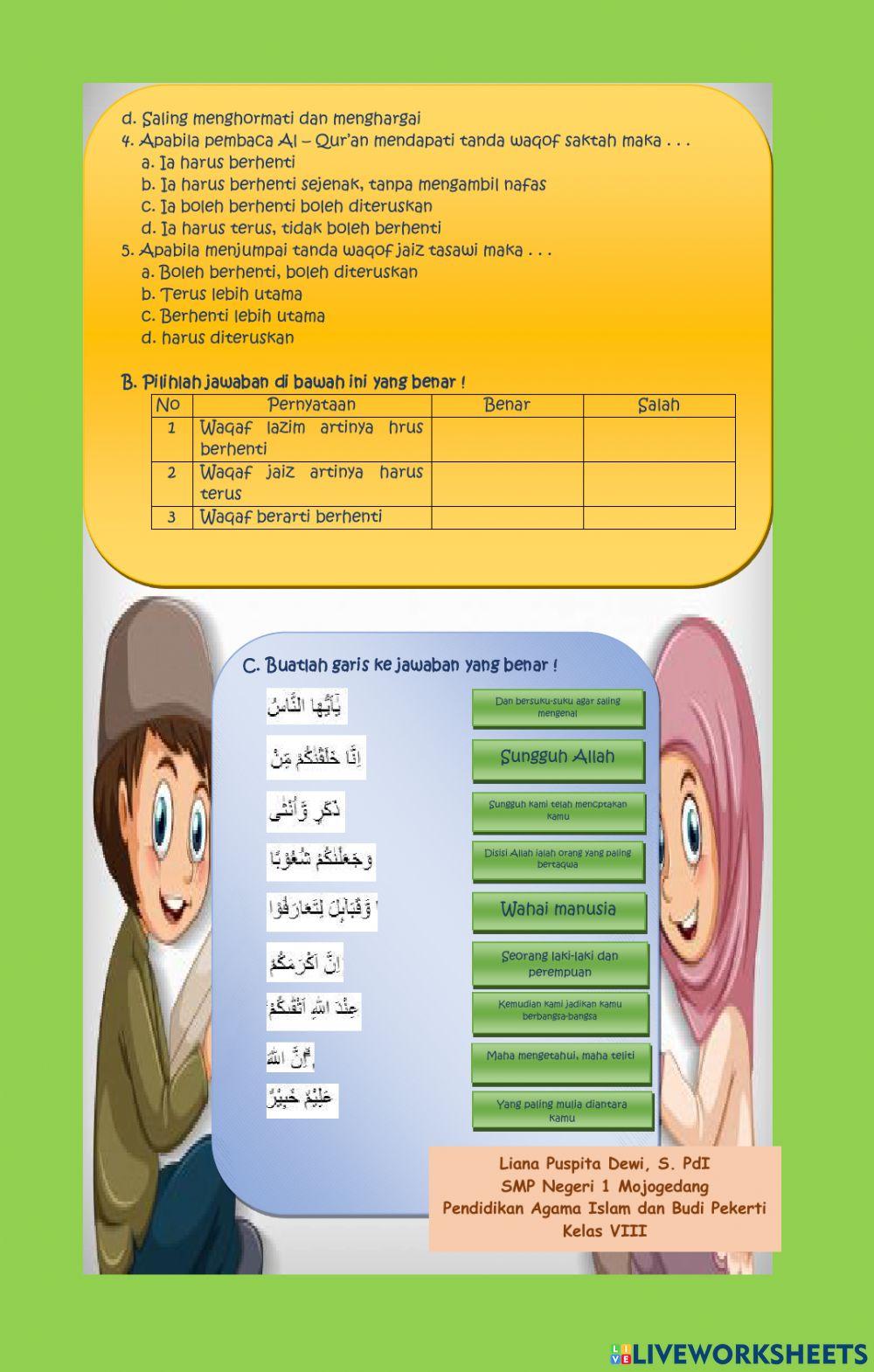 Bab 12 - toleransi interactive worksheet | Live Worksheets