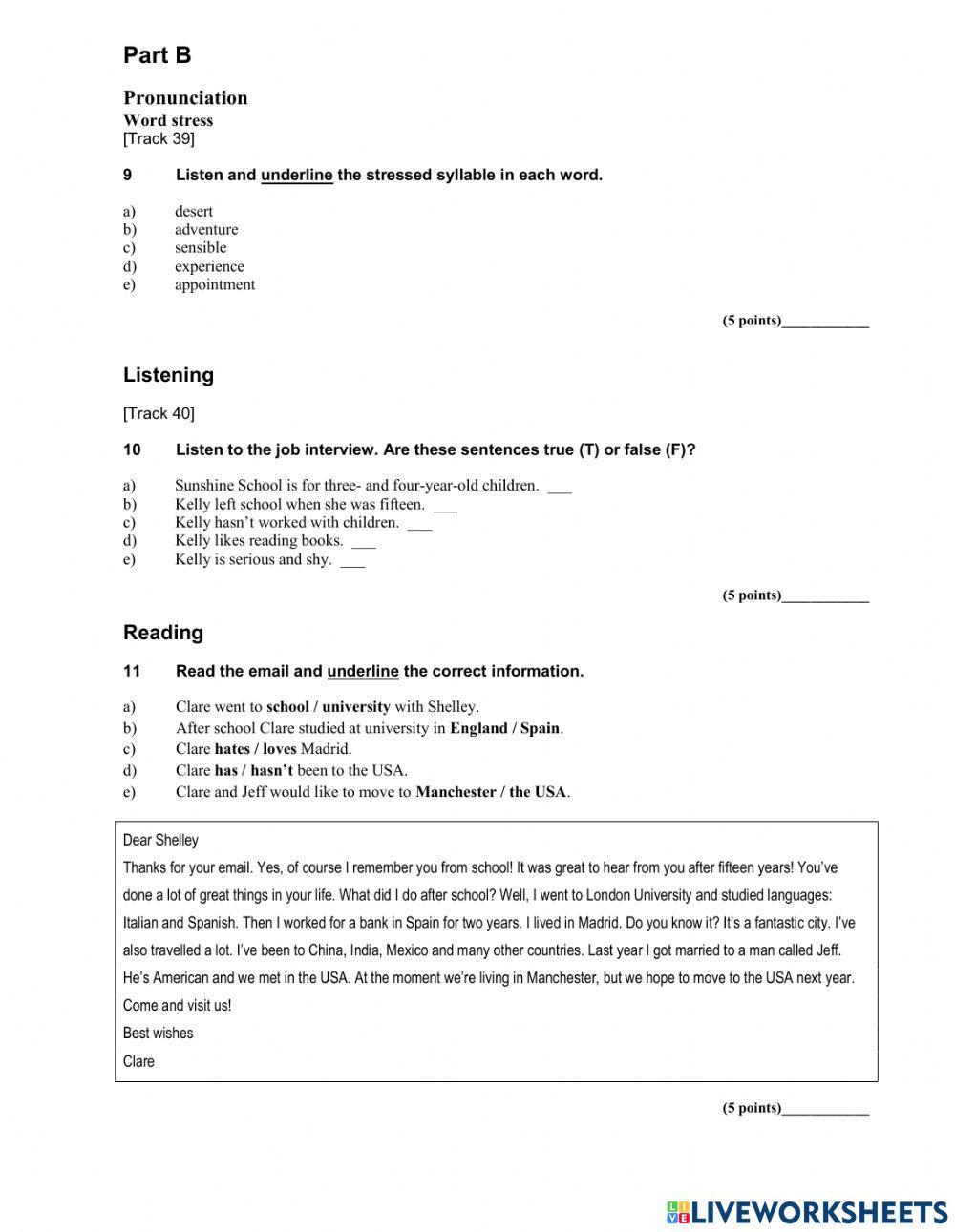 ADULTS.Test D worksheet | Live Worksheets