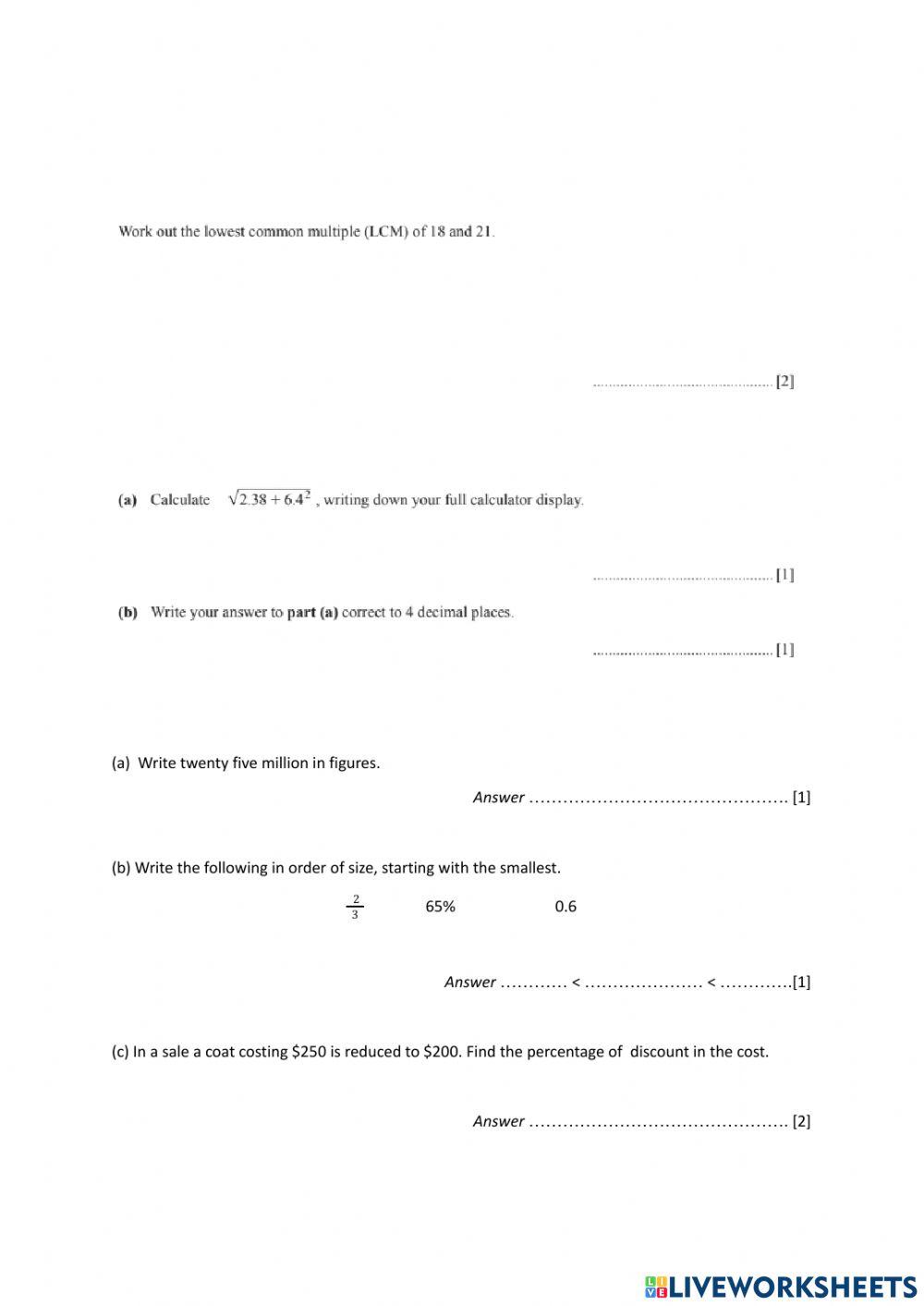 Igcse | Free Interactive Worksheets | 893041