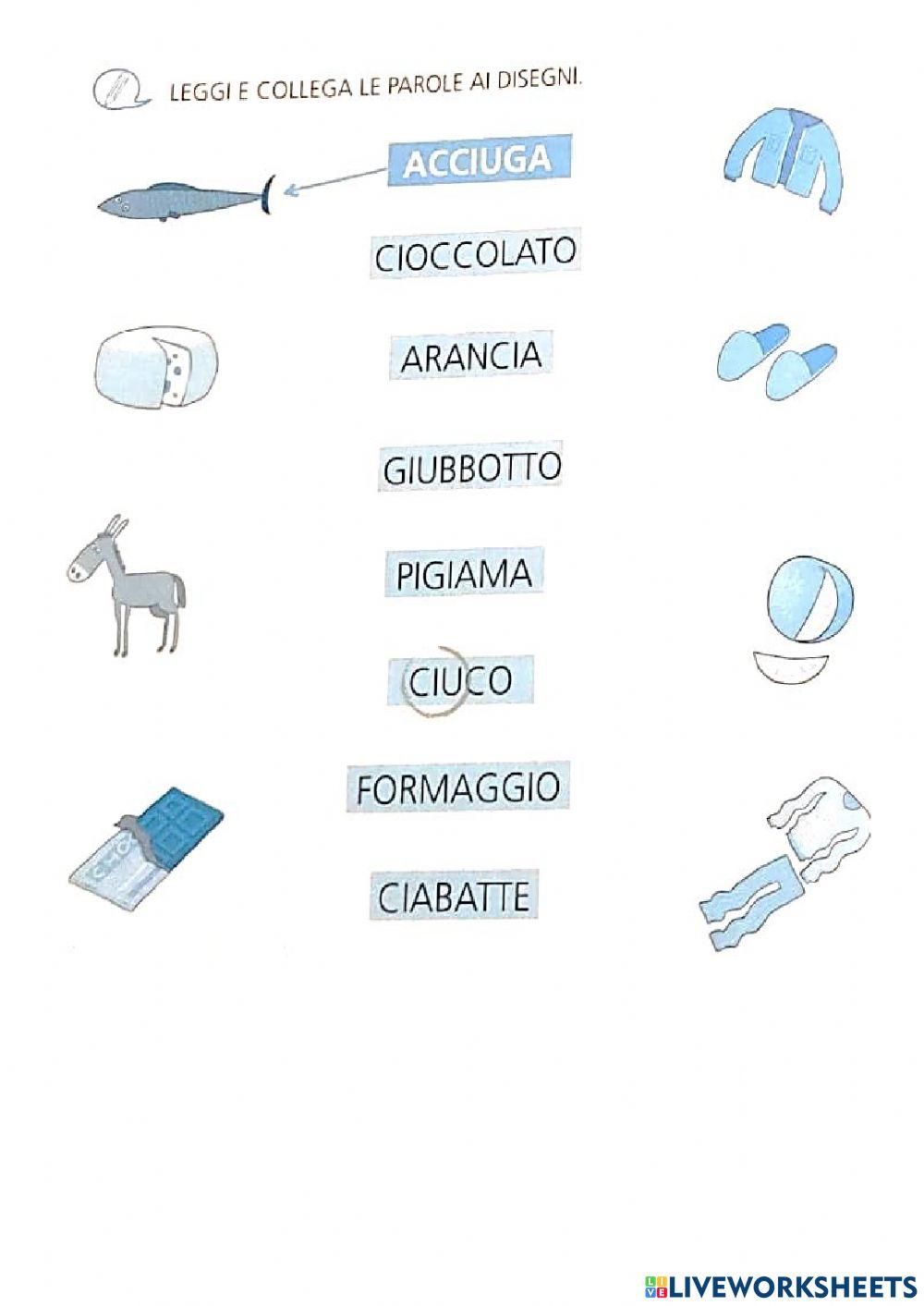 Leggi e collega interactive worksheet for scuola primaria | Live Worksheets