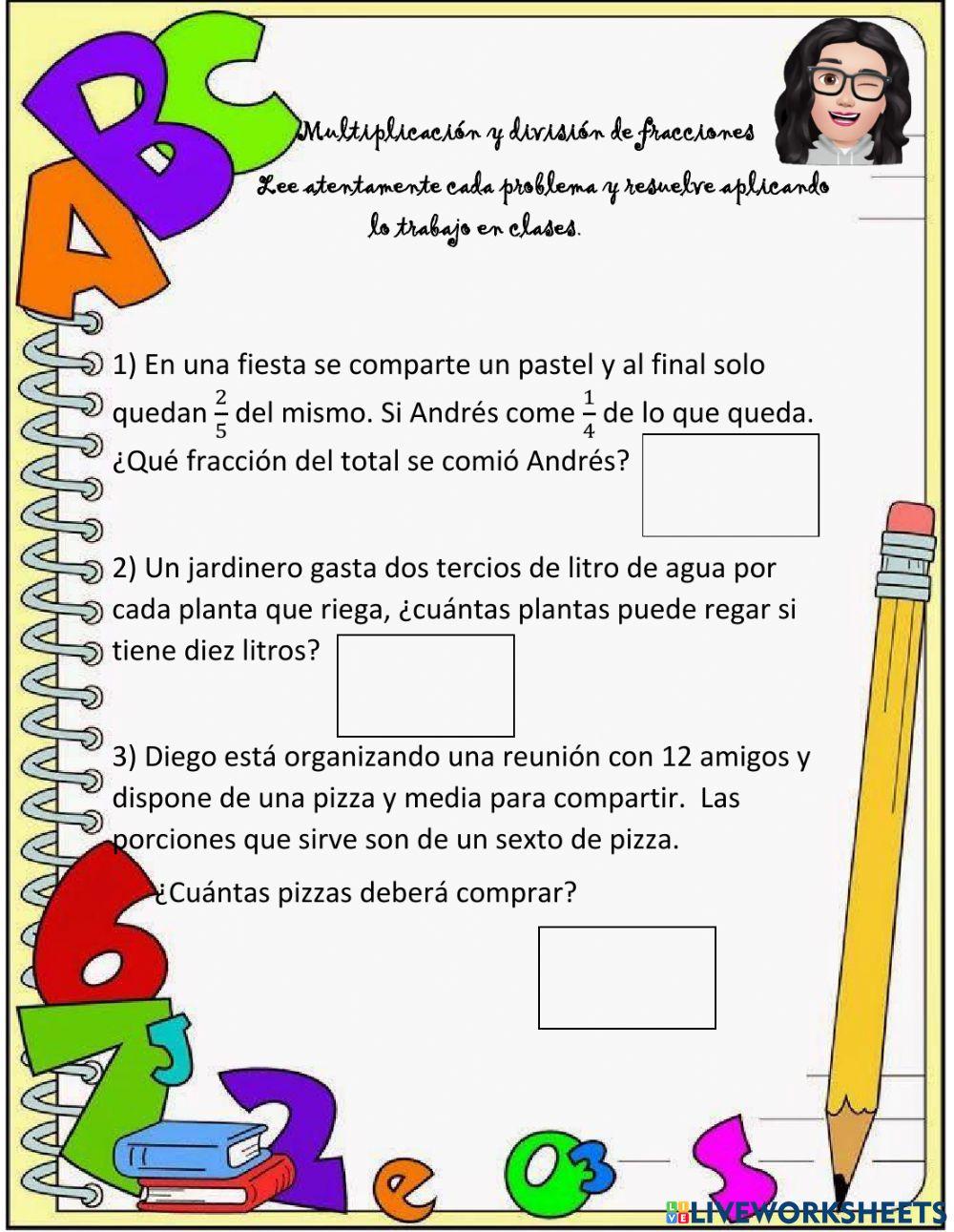 Hojas De Trabajo Con Problemas De Palabras Para Multiplicar Y Dividir ...