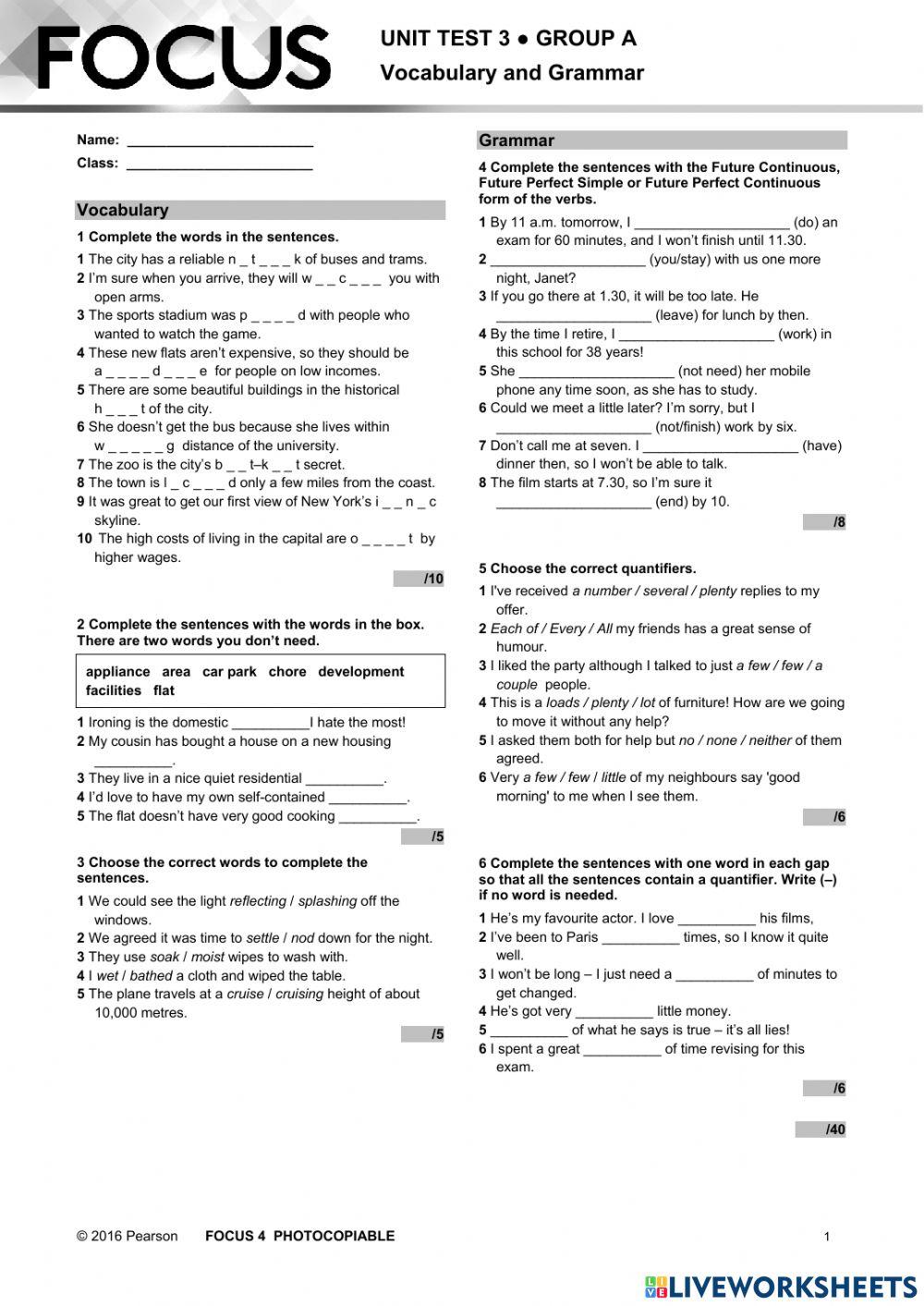 Focus 4 Languag… | Free Interactive Worksheets | 6525605