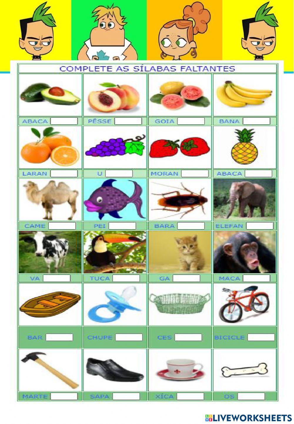 Sílaba final - Total Kids worksheet | Live Worksheets