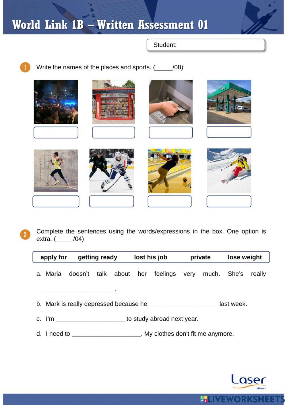 World Link 1 - Part B - Evaluation Exercises for Units 7 to 9 worksheet | Live Worksheets