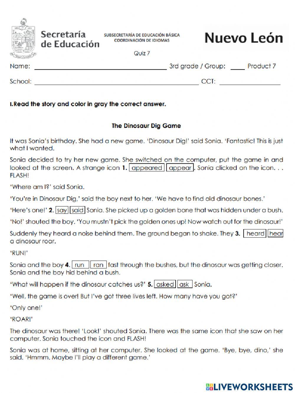 3rd Grade Quiz Product 7 worksheet | Live Worksheets