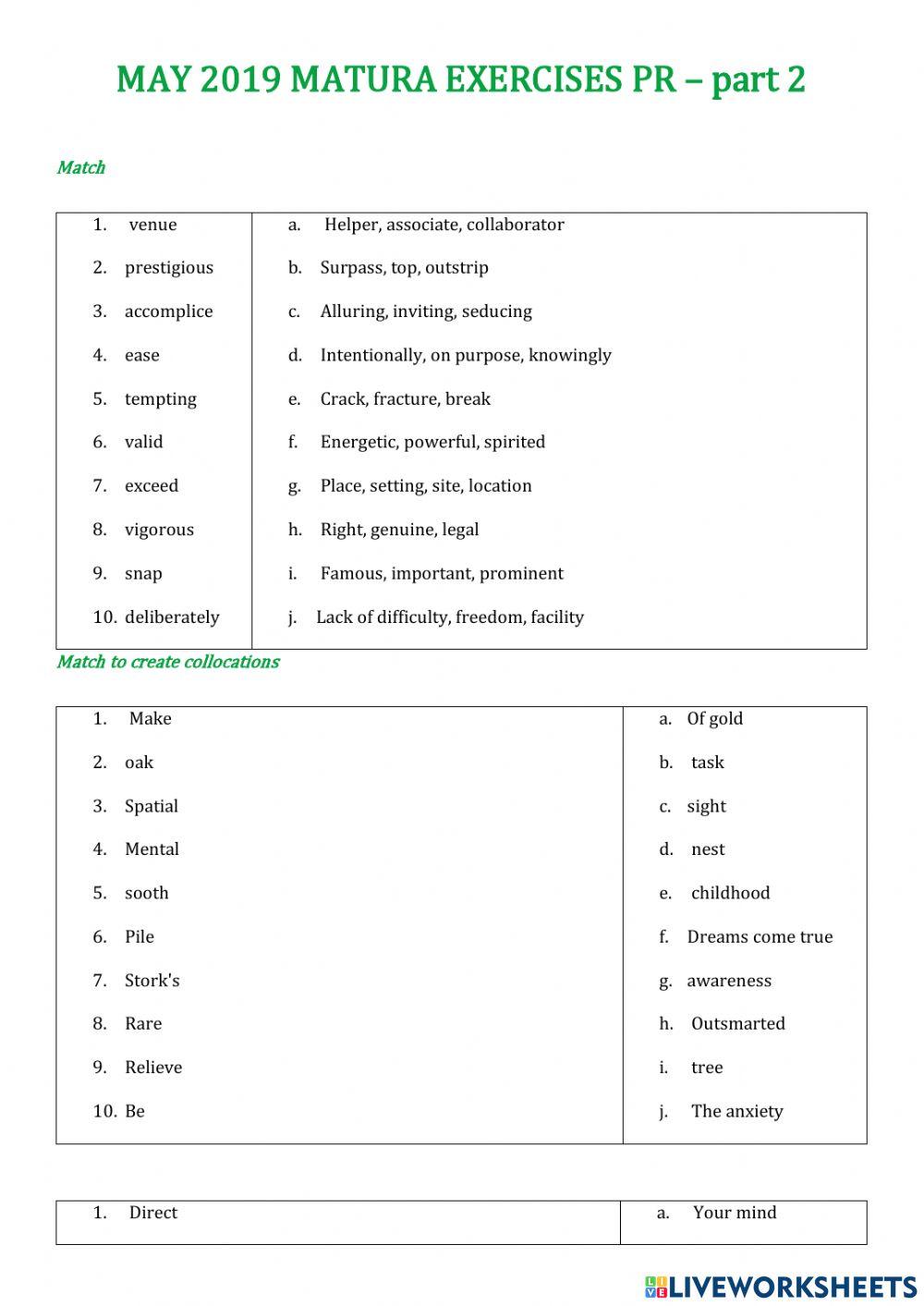MAY 2019 PR - part 2 worksheet | Live Worksheets