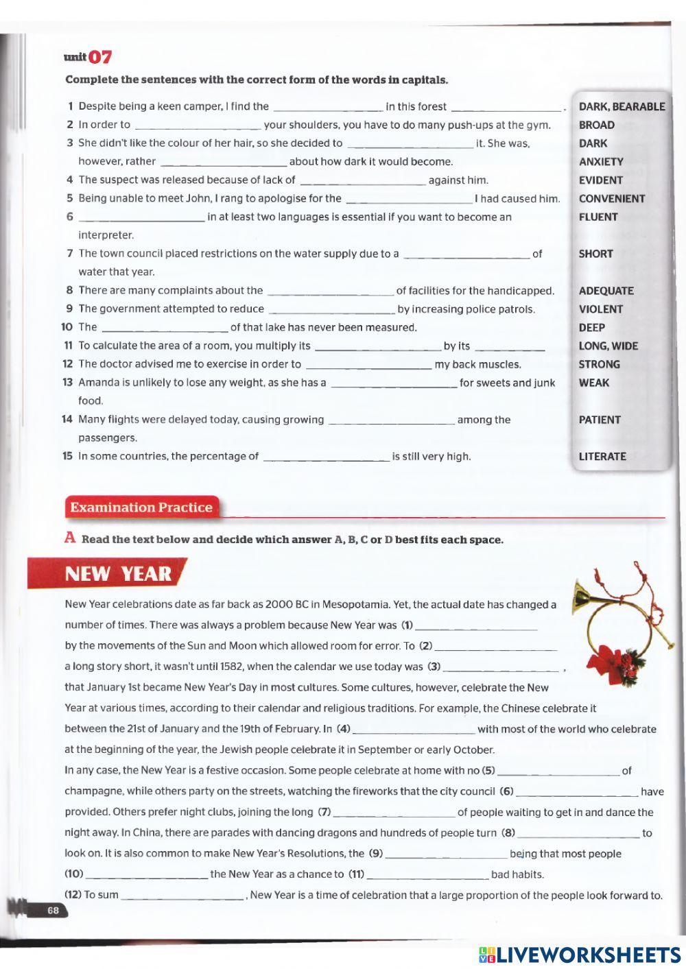 Use of English B2 - Unit 7 worksheet | Live Worksheets