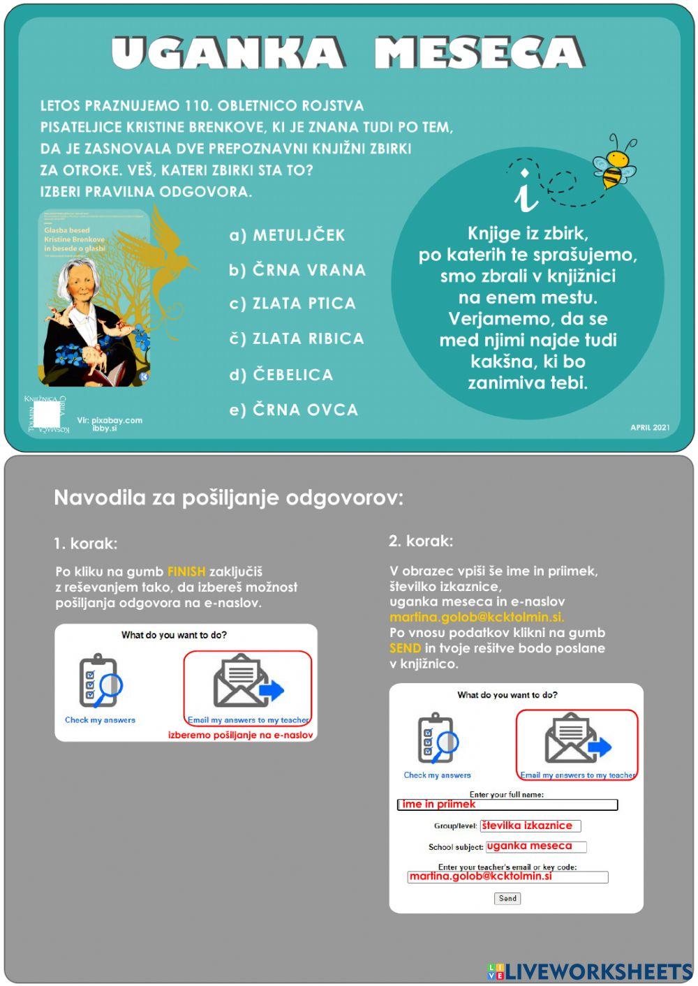 Uganka meseca, april 2021 online exercise for | Live Worksheets