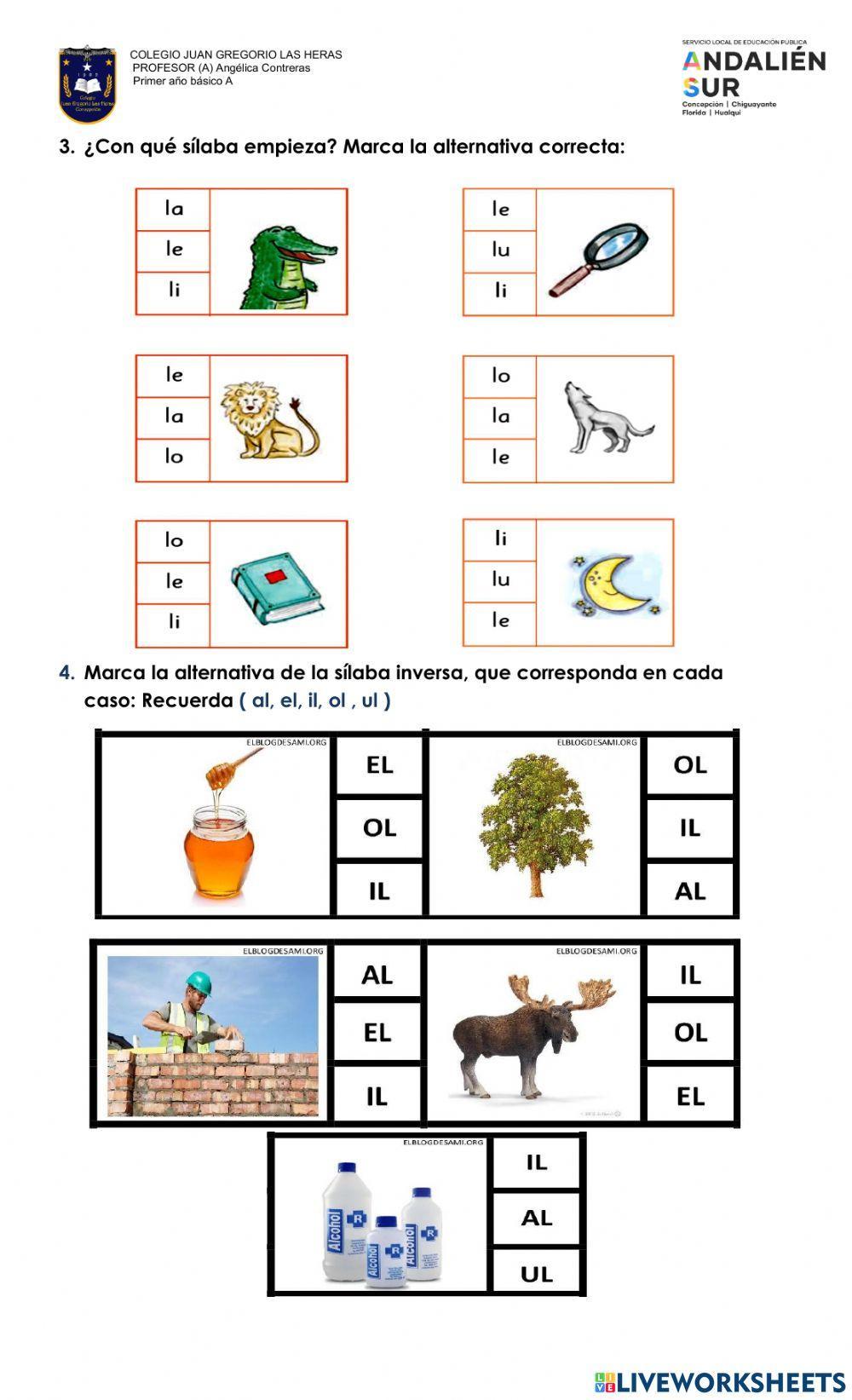 Letra L activity for primero | Live Worksheets