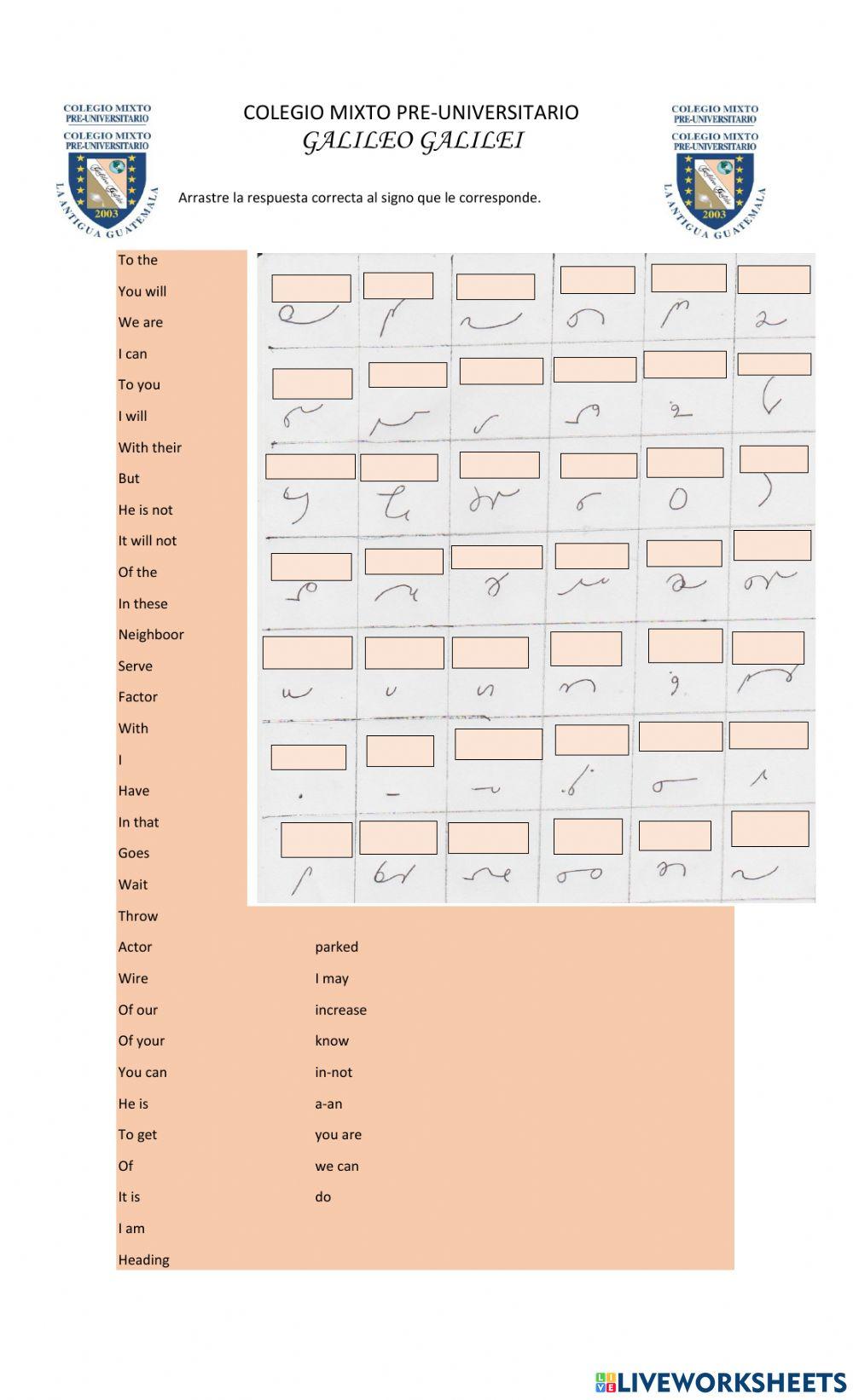 Shorthand exercise | Live Worksheets