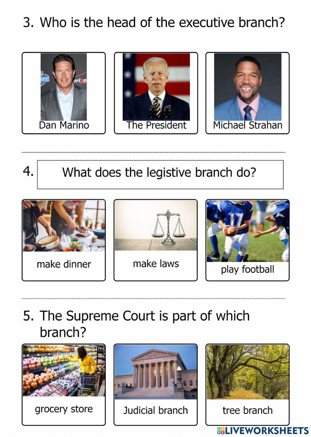 Three Branches worksheet | Live Worksheets