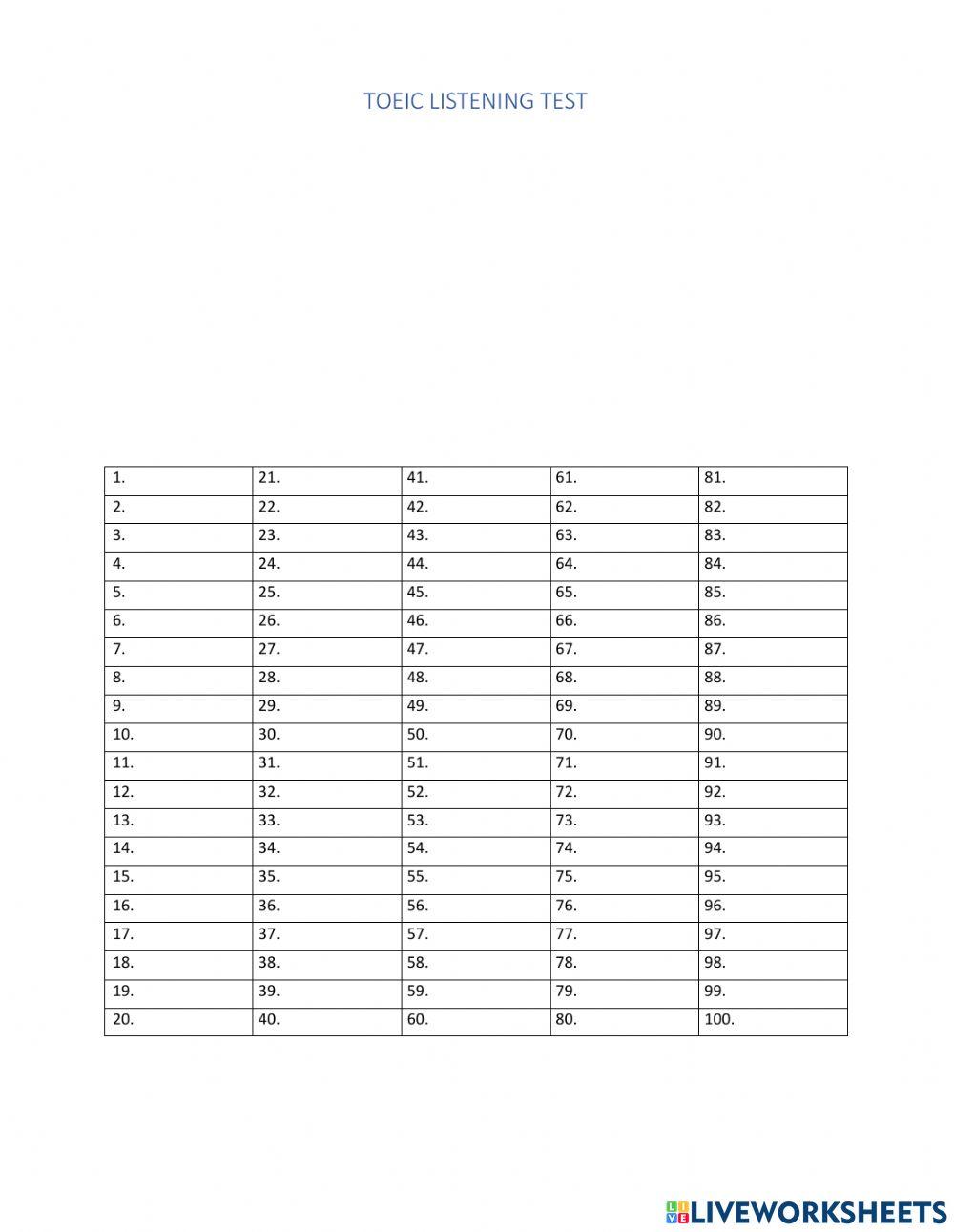Toeic listening worksheet | Live Worksheets