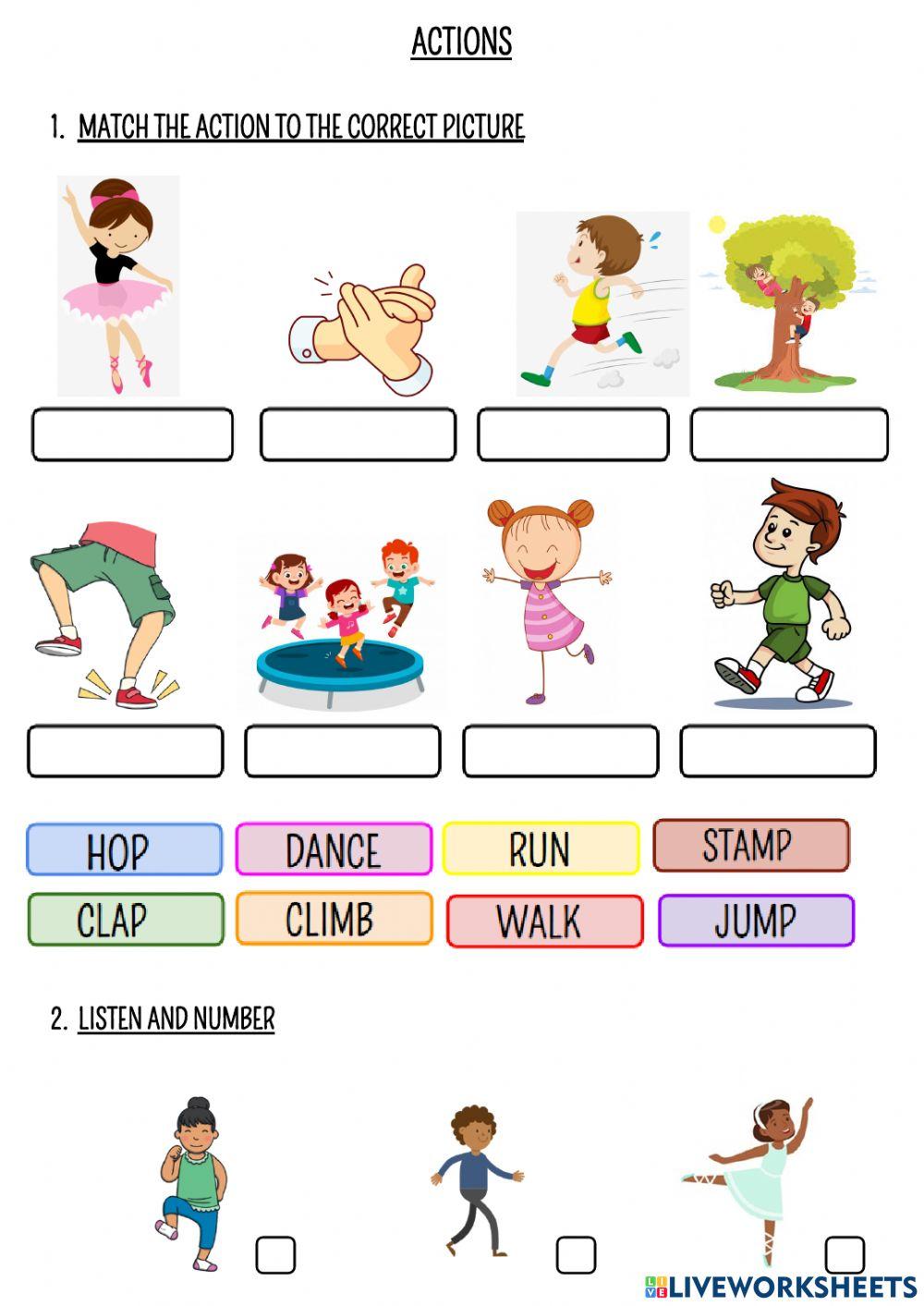 Actions online exercise for 1st grade | Live Worksheets