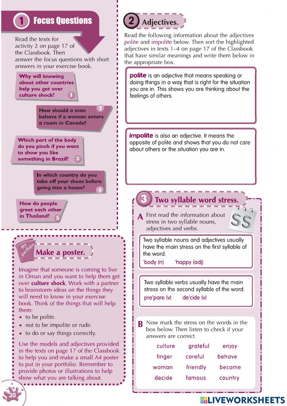 Unit 2lessons 6 - 9 worksheet | Live Worksheets