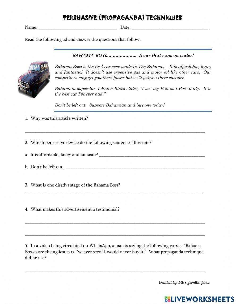 Propaganda Tech… | Free Interactive Worksheets | 895696