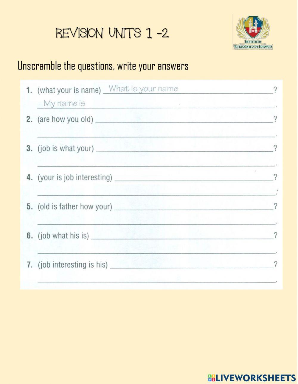 Interrogative form worksheet | Live Worksheets