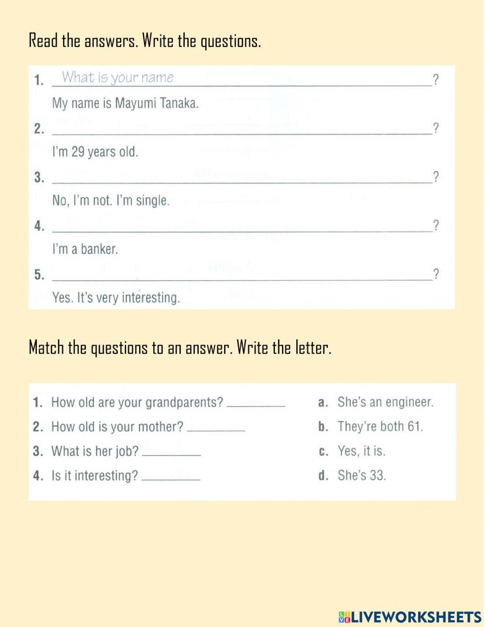 Interrogative form worksheet | Live Worksheets