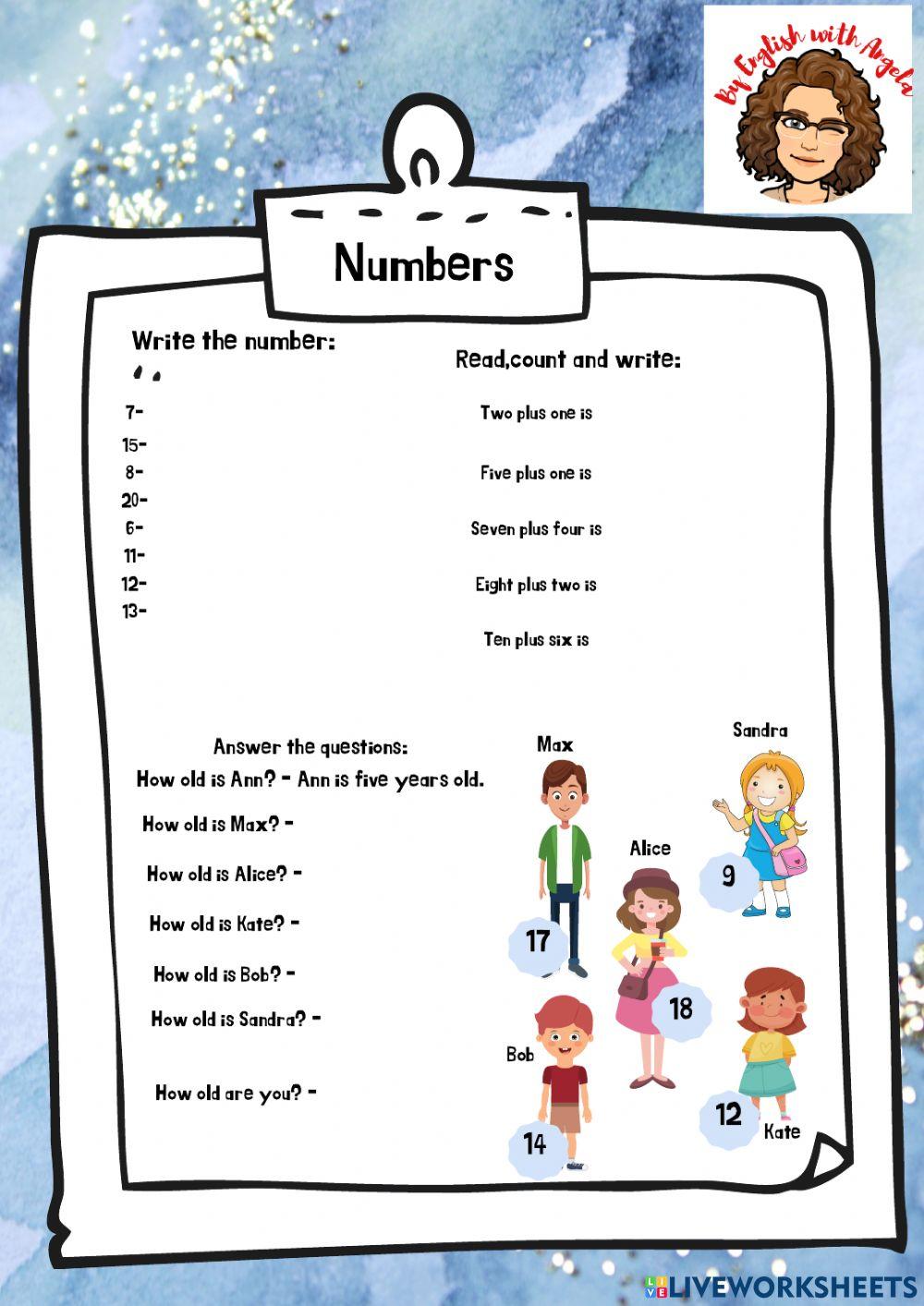 Numbers 895925 | Angelalala | Live Worksheets