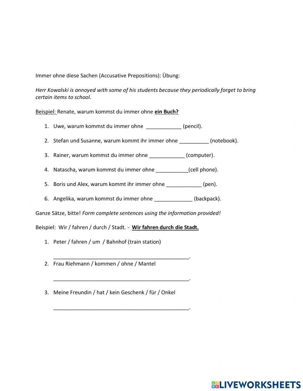Accusative Prep… | Free Interactive Worksheets | 4945018