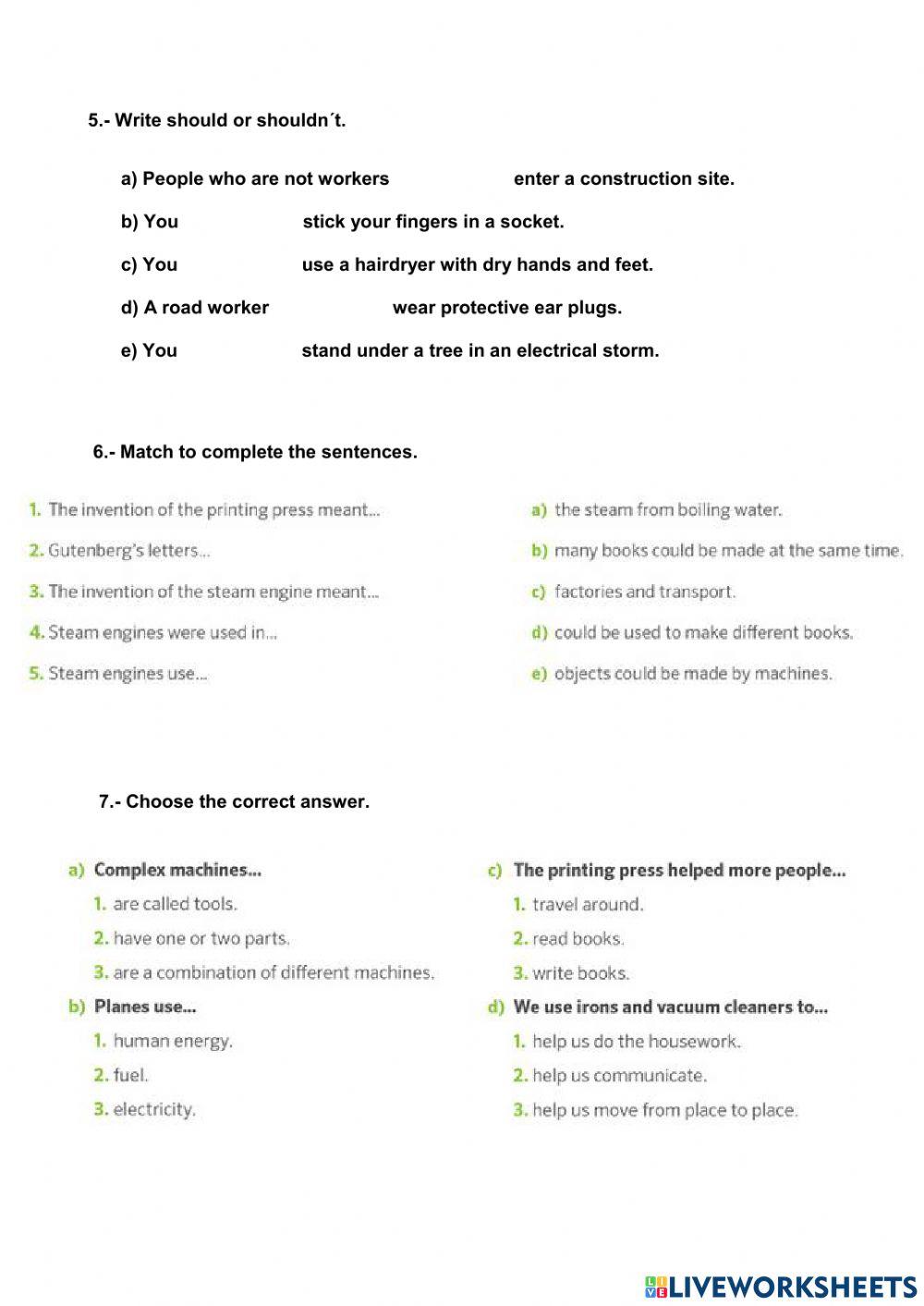 Machines and inventions worksheet | Live Worksheets