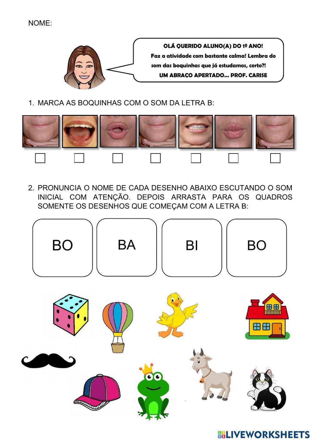 Atividade Boqui… | Free Interactive Worksheets | 963187