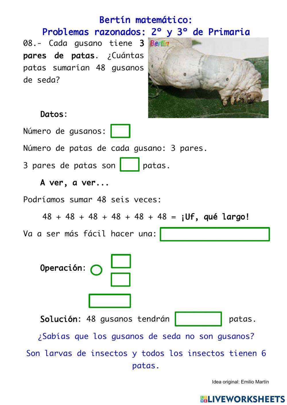 08- Problemas razonados de multiplicaciones worksheet | Live Worksheets