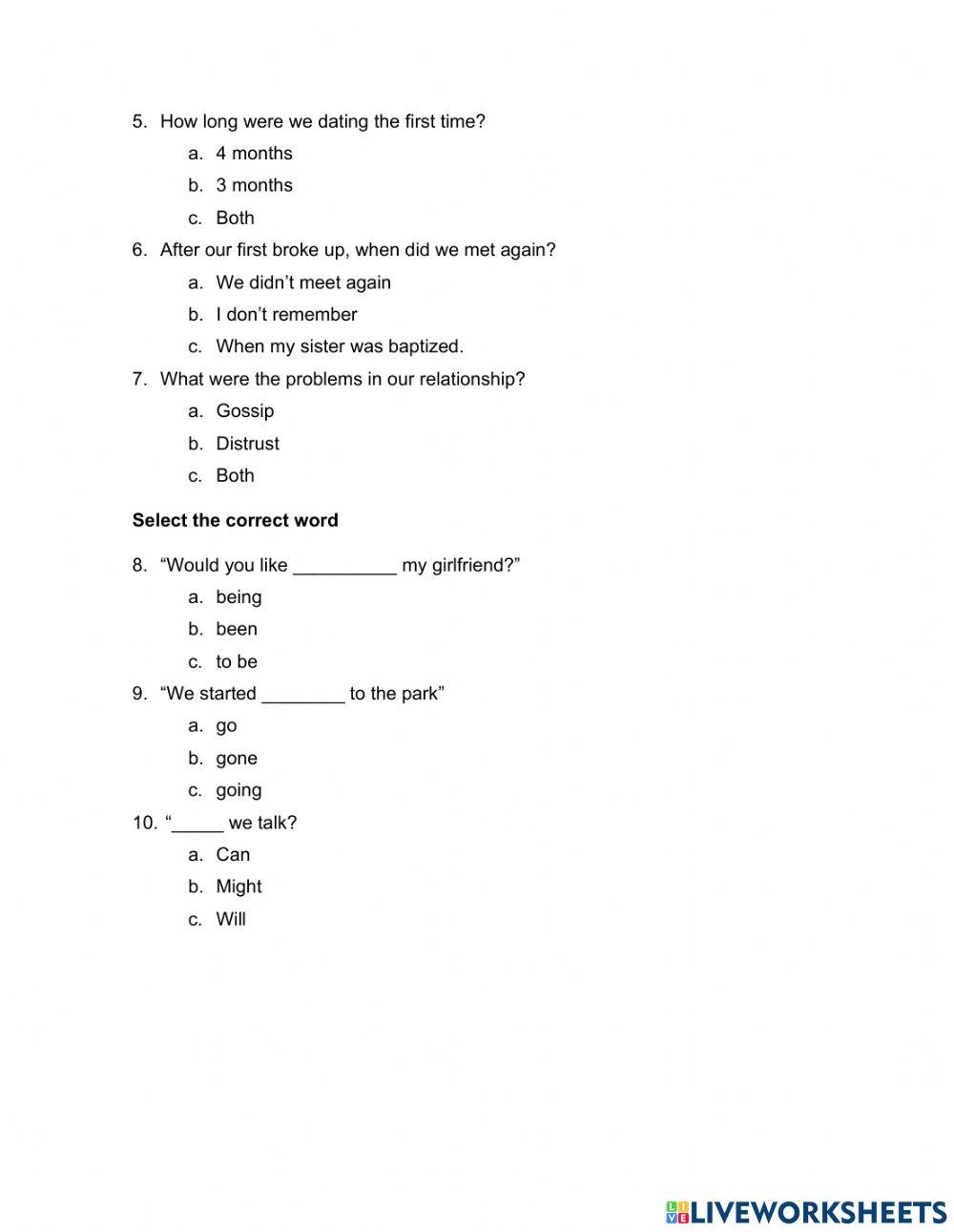 English Reading online exercise | Live Worksheets