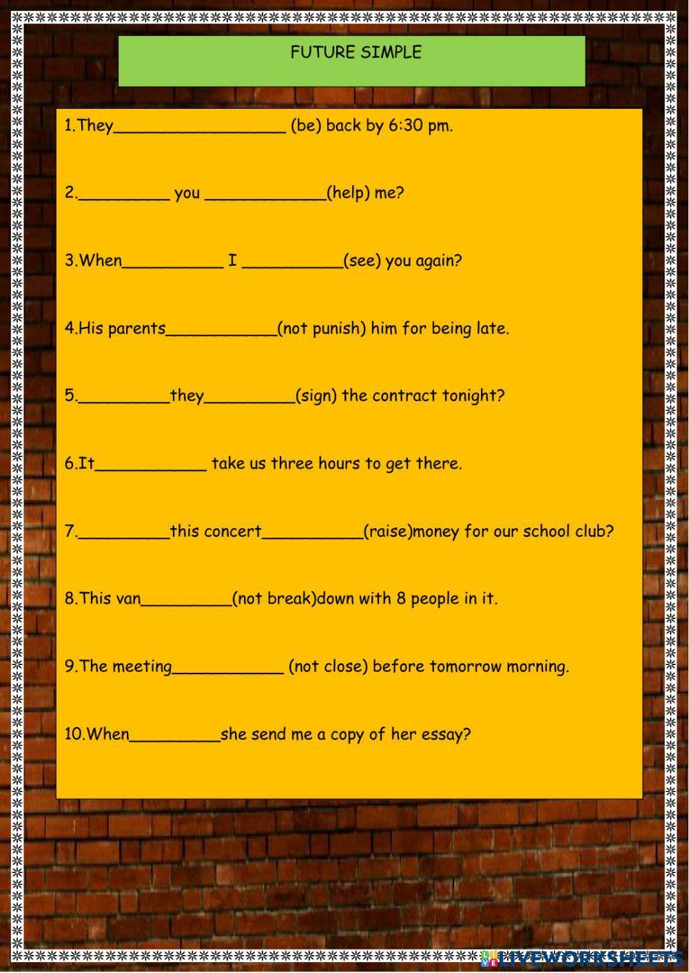 Grammar future … | Free Interactive Worksheets | 987157