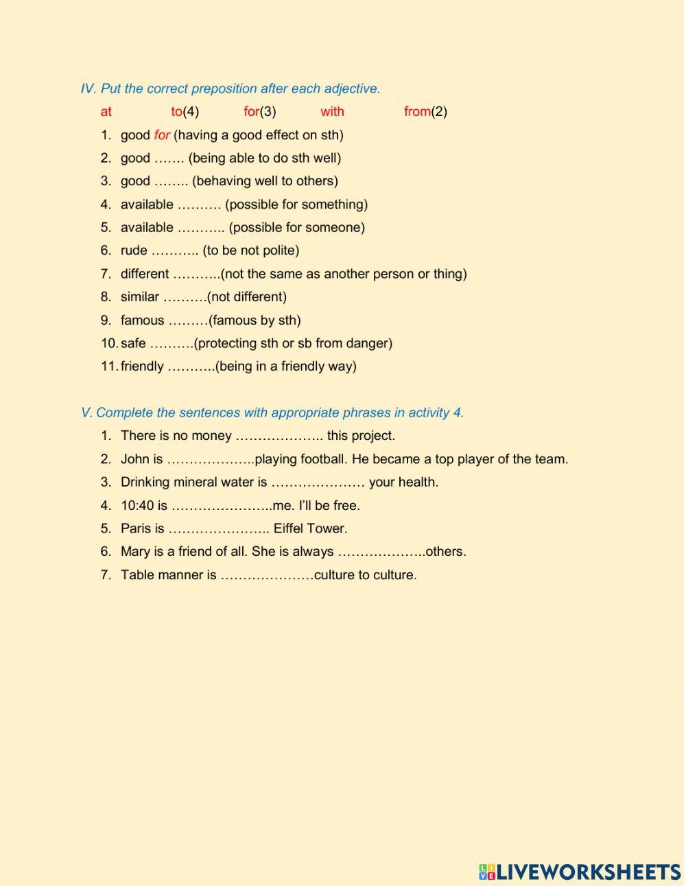 Vocabulary exercises online exercise for pre-intermediate | Live Worksheets