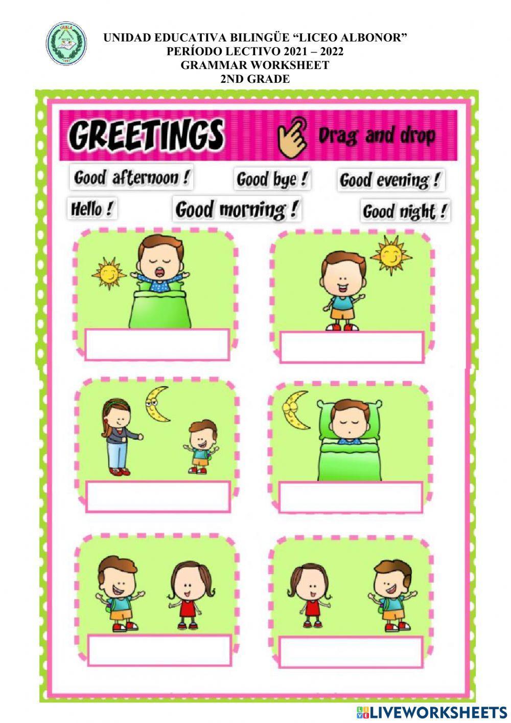 Greetings online exercise for 2ND BEARS | Live Worksheets