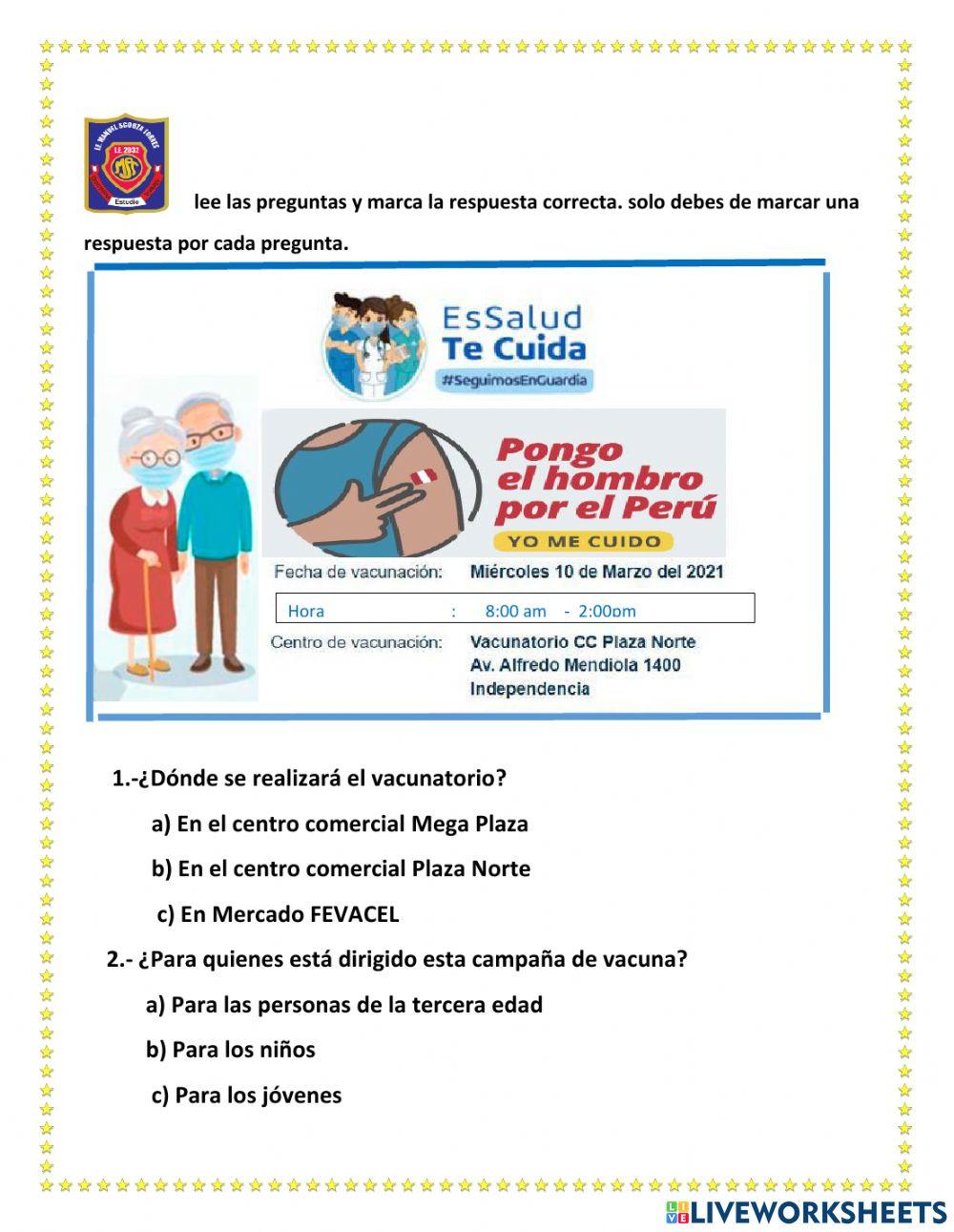 Campaña de vacunacion worksheet | Live Worksheets